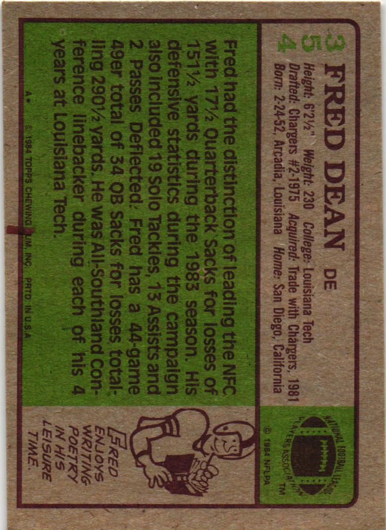 1984 Topps - #354 Fred Dean for sale online | eBay