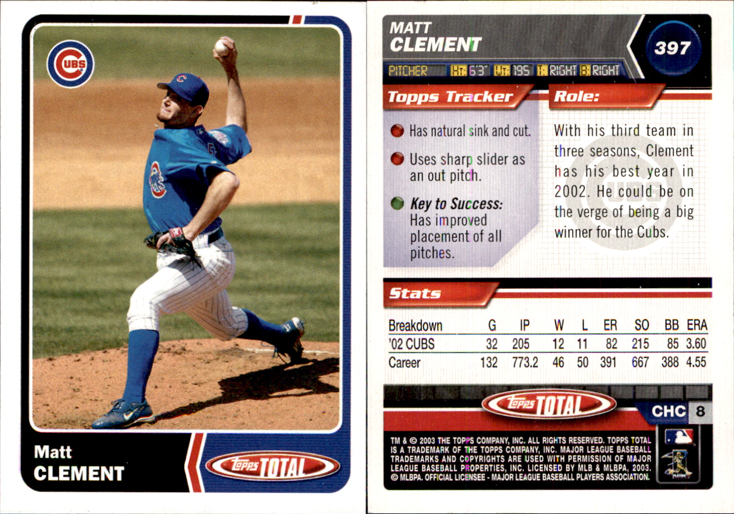 2003 Topps Total - #397 Matt Clement for sale online | eBay