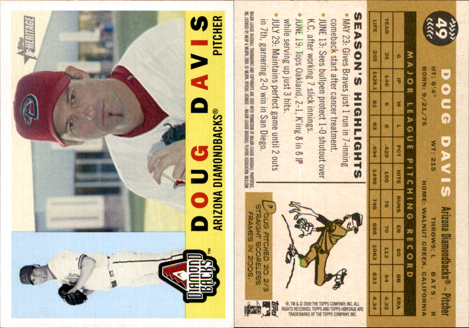 2009 Topps Heritage - #49 Doug Davis for sale online | eBay