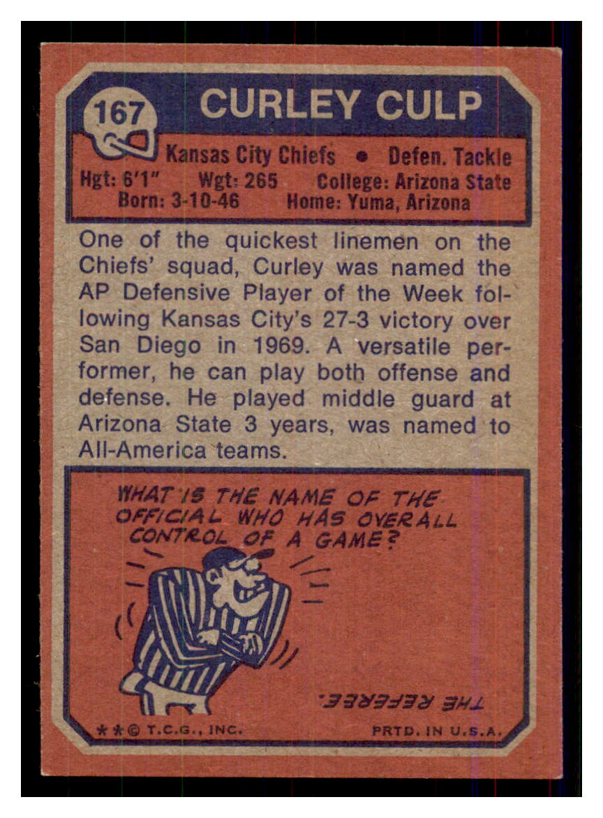 1973 Topps - #167 Curley Culp (RC) for sale online | eBay