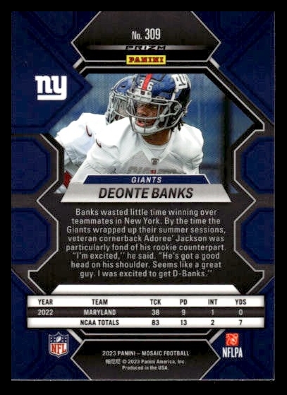 DEONTE BANKS 2023 Panini Mosaic Green Prizm Rookie Card | eBay